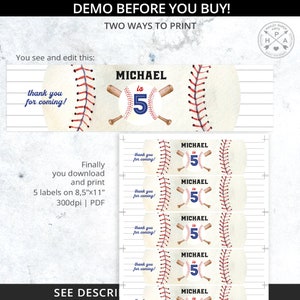 BUNDLE Baseball Chips Bag, Juice Bags, Water Bottle Labels, Ball Sports ...