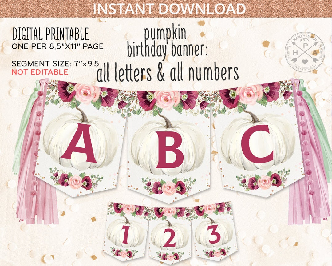 Pumpkin Banner Complete Full Alphabet ABC Printable Party Bunting ...