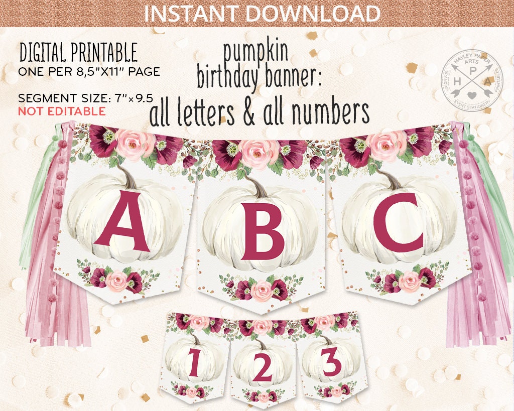Pumpkin Banner Complete Full Alphabet ABC Printable Party Bunting ...