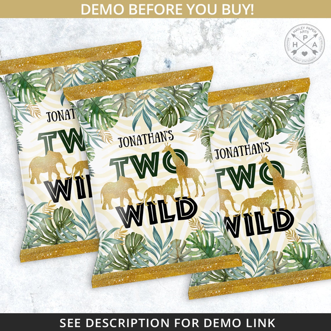 Jungle Two Wild Chip Bag Snacks Treats Bags Safari Chip Bag | Etsy