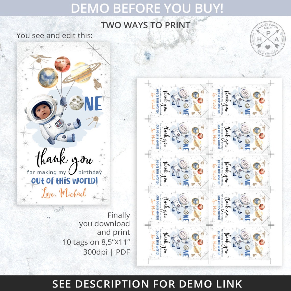 Outer Space Favor Tags Galaxy Boy Astronaut Tag Planets Around - Etsy