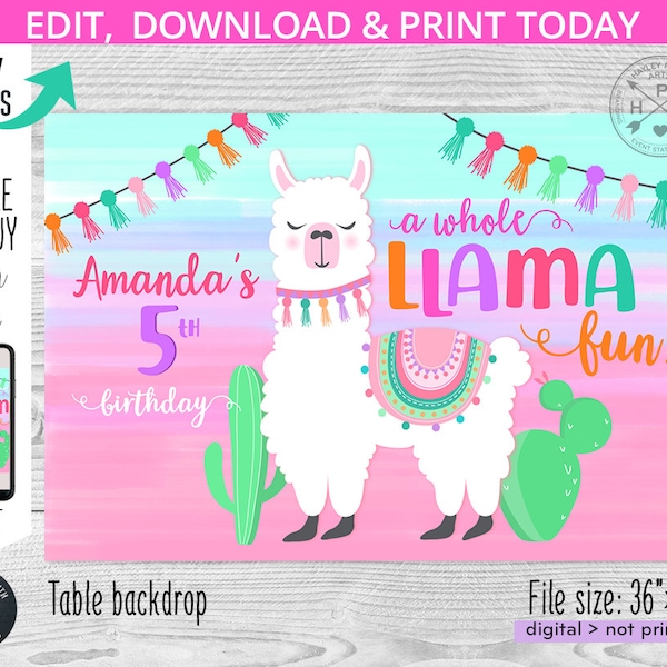 Llama Birthday Backdrop - Etsy