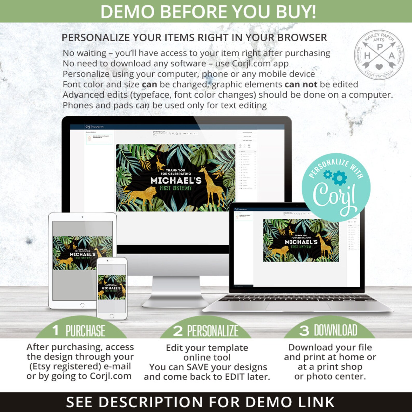 EDITABLE Jungle Gift Box Labels, Guest Name Tags. Handle Favor Takeway ...