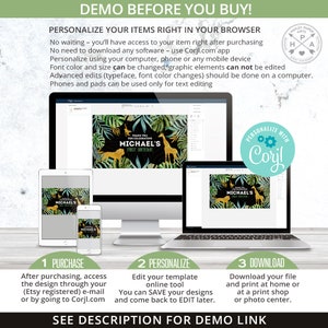 EDITABLE Jungle Gift Box Labels, Guest Name Tags. Handle Favor Takeway ...