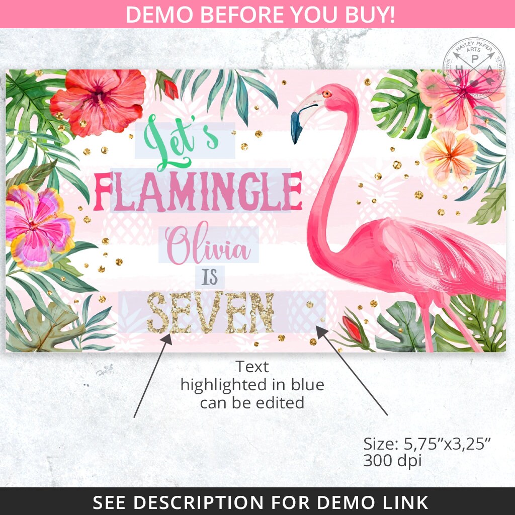 EDITABLE Flamingo Birthday Gable Gift Box Labels and Tags. | Etsy