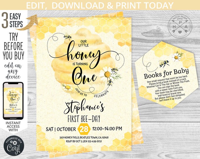 Bee Birthday Invitation, Our Little Honey Birthday Party, Beehive ...