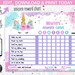 Unicorn Reward Chart for Girls Kids Behavior Daily Chore - Etsy