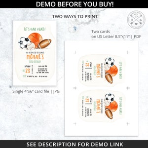 Let's Have a Ball Sports Birthday Invitation Balls All Stars Boy Party ...