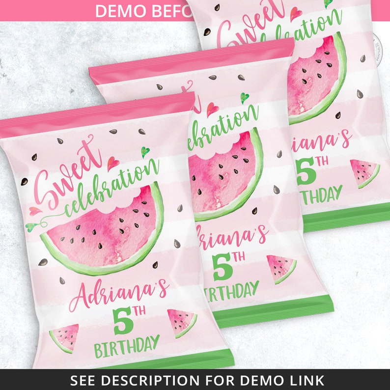 Melon Sweet Celebration Chip Bag Snacks Treat Bags | Etsy