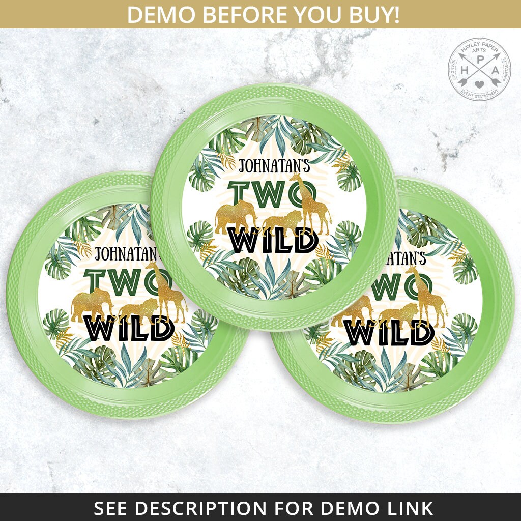 Jungle Two Wild Charger Plate Label Personalized Cover. - Etsy
