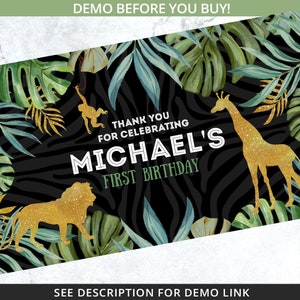 EDITABLE Jungle Gift Box Labels, Guest Name Tags. Handle Favor Takeway ...