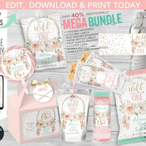 MEGA BUNDLE Dreamcatcher Boho ONE Birthday Party Pack, Chips Bags ...