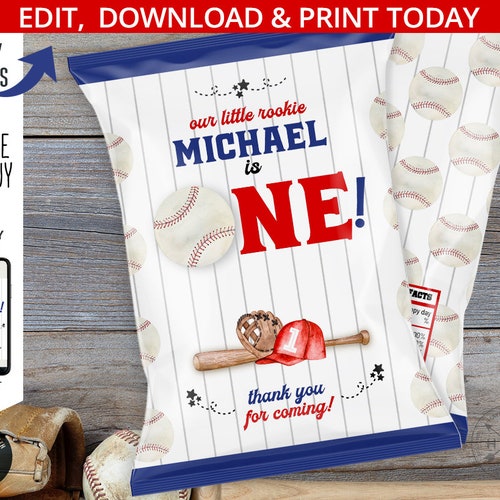 Baseball Chips Bag First Birthday Party Favor ONE Chip - Etsy