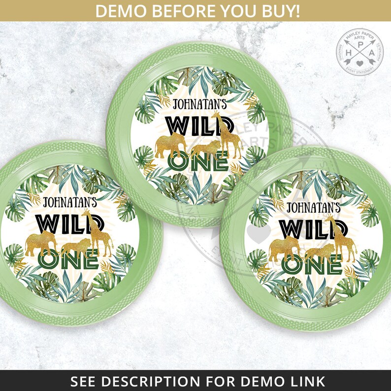 Jungle Wild One Charger Plate Label Personalized Cover. - Etsy