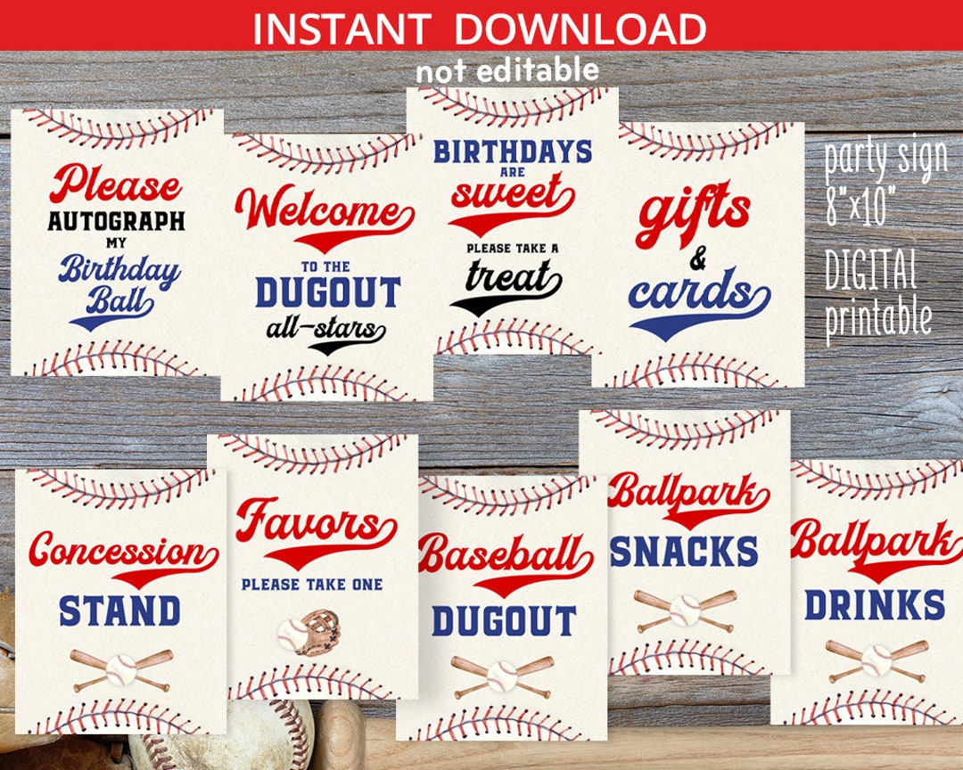 BUNDLE Baseball Table Signs 8x10 Printable Rookie Party Decoration Pack ...