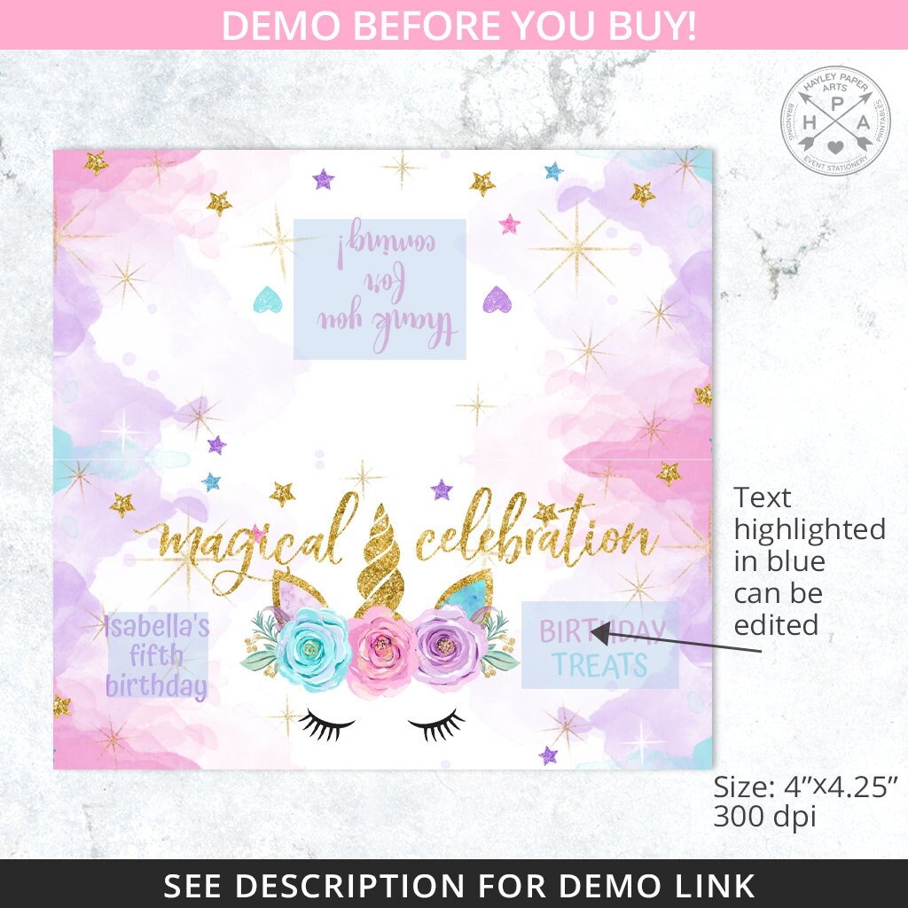 Unicorn Treat Bag Topper Label Magical Celebration Treats | Etsy