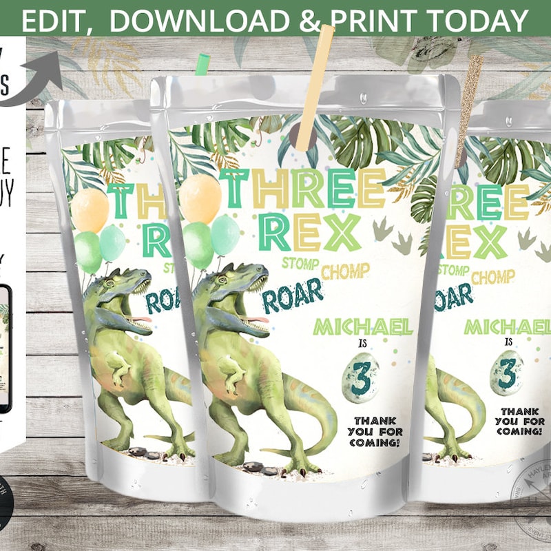 Dino Juice Box Labels - Etsy