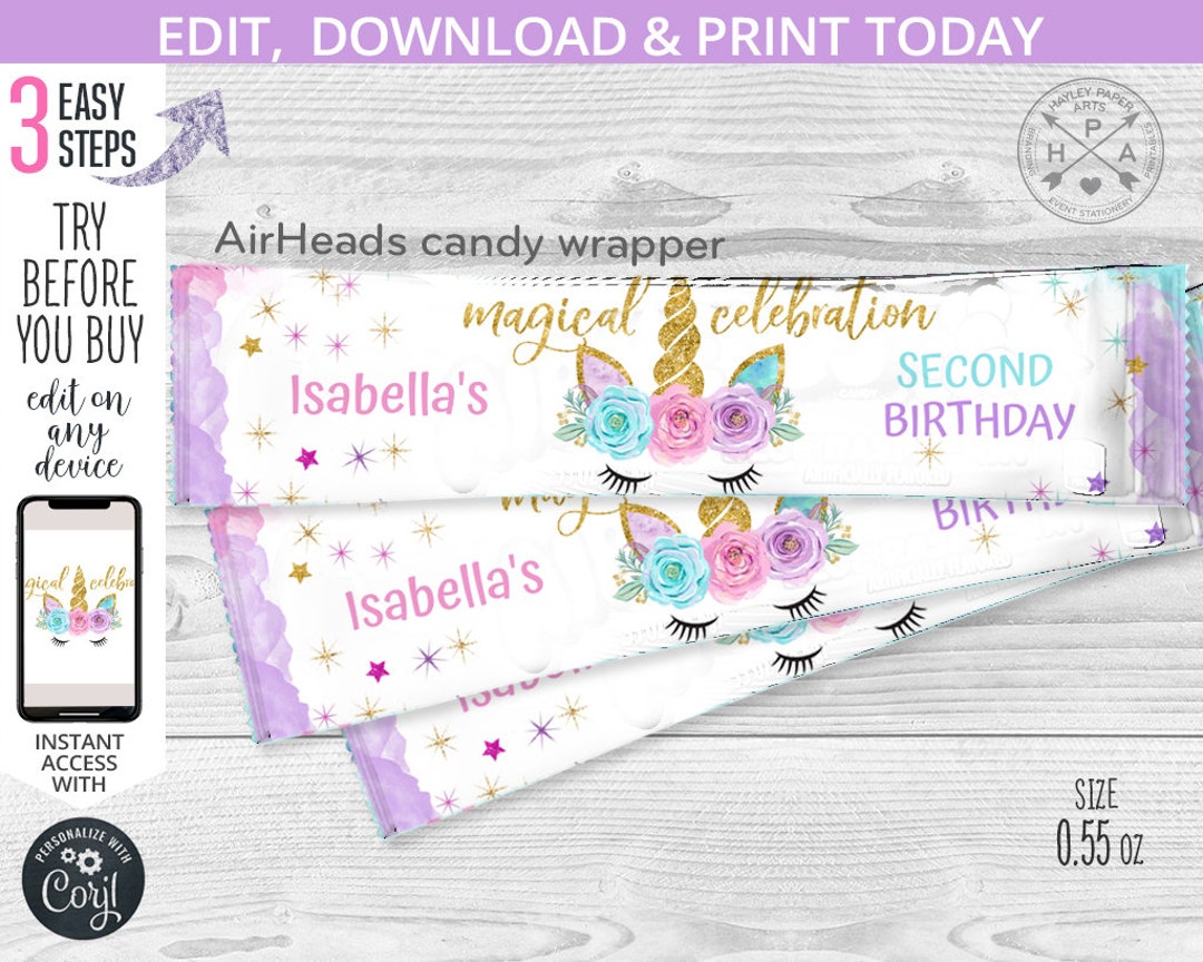 Unicorn Airheads Candy Wrapper, Airheads Label, Any Age Magical ...