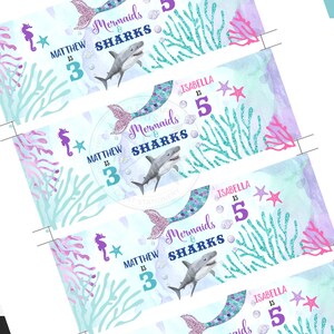 Mermaids and Sharks Bubble Bottle Label Under the Sea Celebration ...