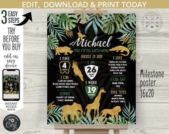 EDITABLE Jungle Welcome Poster Sign 1st First Birthday. Safari | Etsy