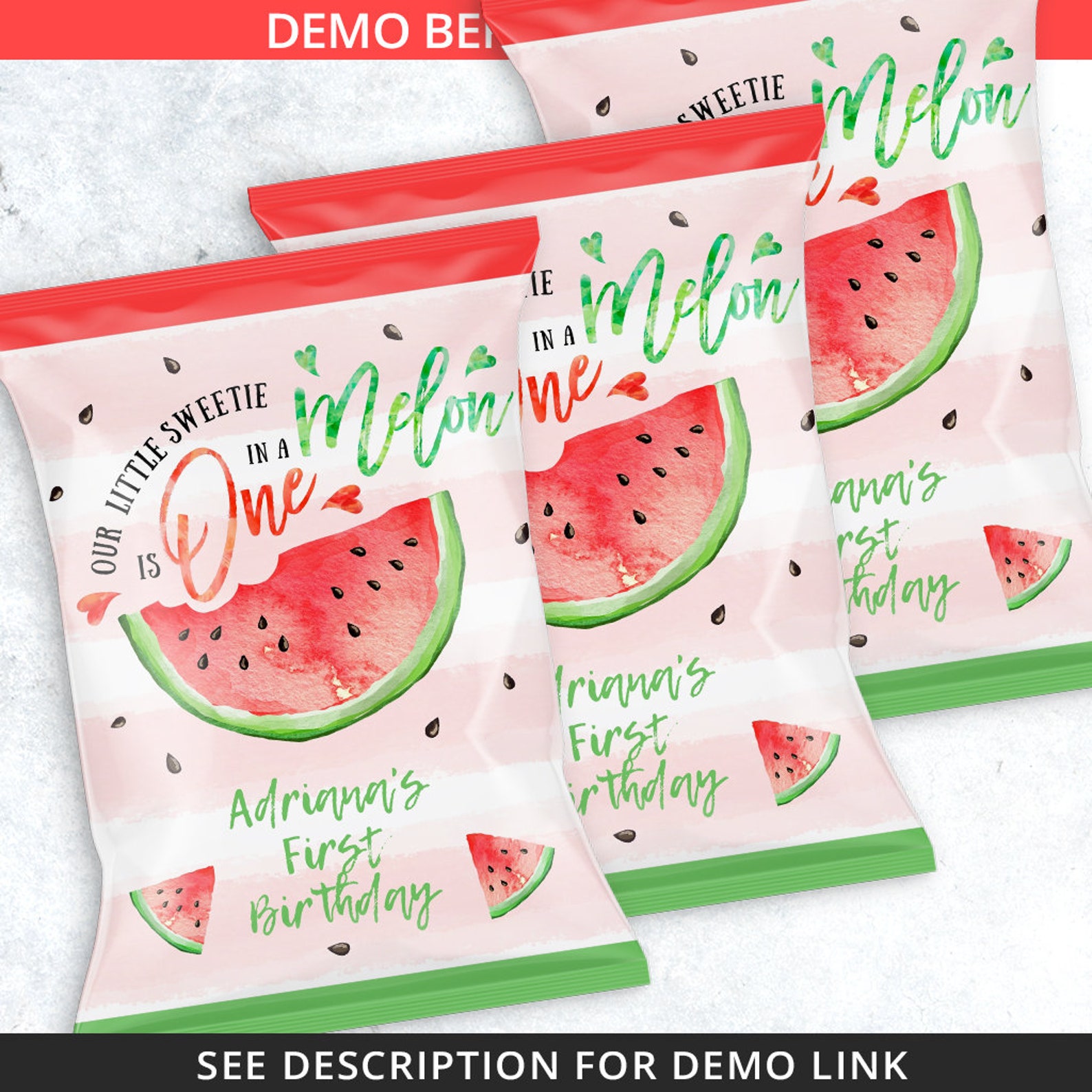 BUNDLE One in a Melon Chips Bag Juice Bags Melon Water | Etsy