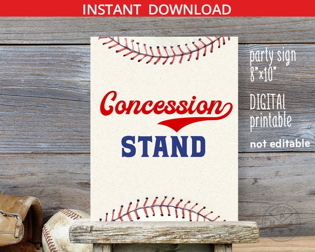 Baseball Concession Stand Birthday Table Sign 8x10 Printable Rookie ...