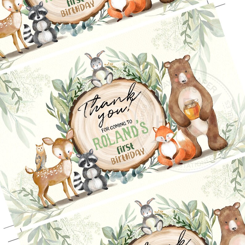 Woodland Animals Greenery Birthday Gable Gift Box Labels and Tags ...