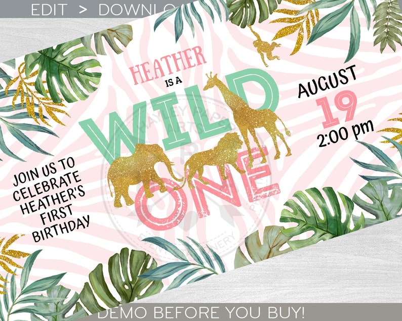 Jungle Girl Wild One Facebook Event Cover, Social Media Party Banner ...