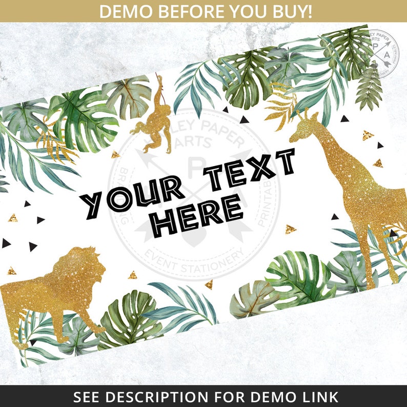 Safari Food Labels Jungle Animals Wild One Place Tent Cards Escort Card ...