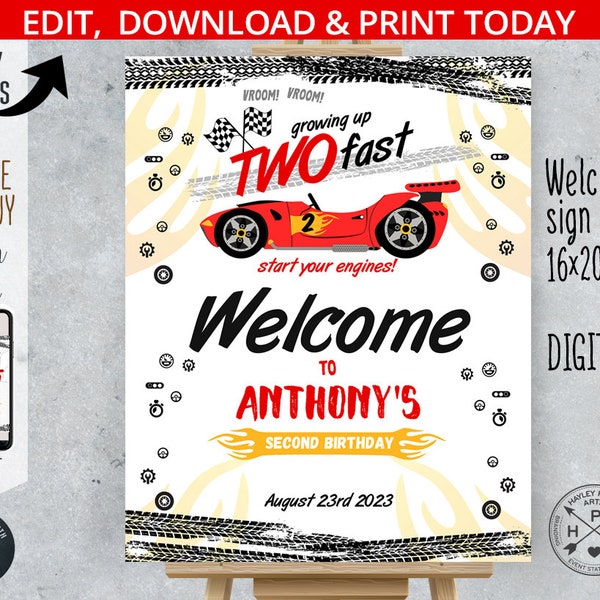 Two Fast Welcome Sign - Etsy