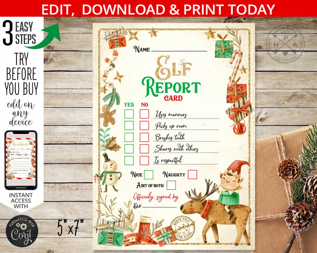 Elf Report Card. Notes From the Elf. Christmas Elves Letter ...