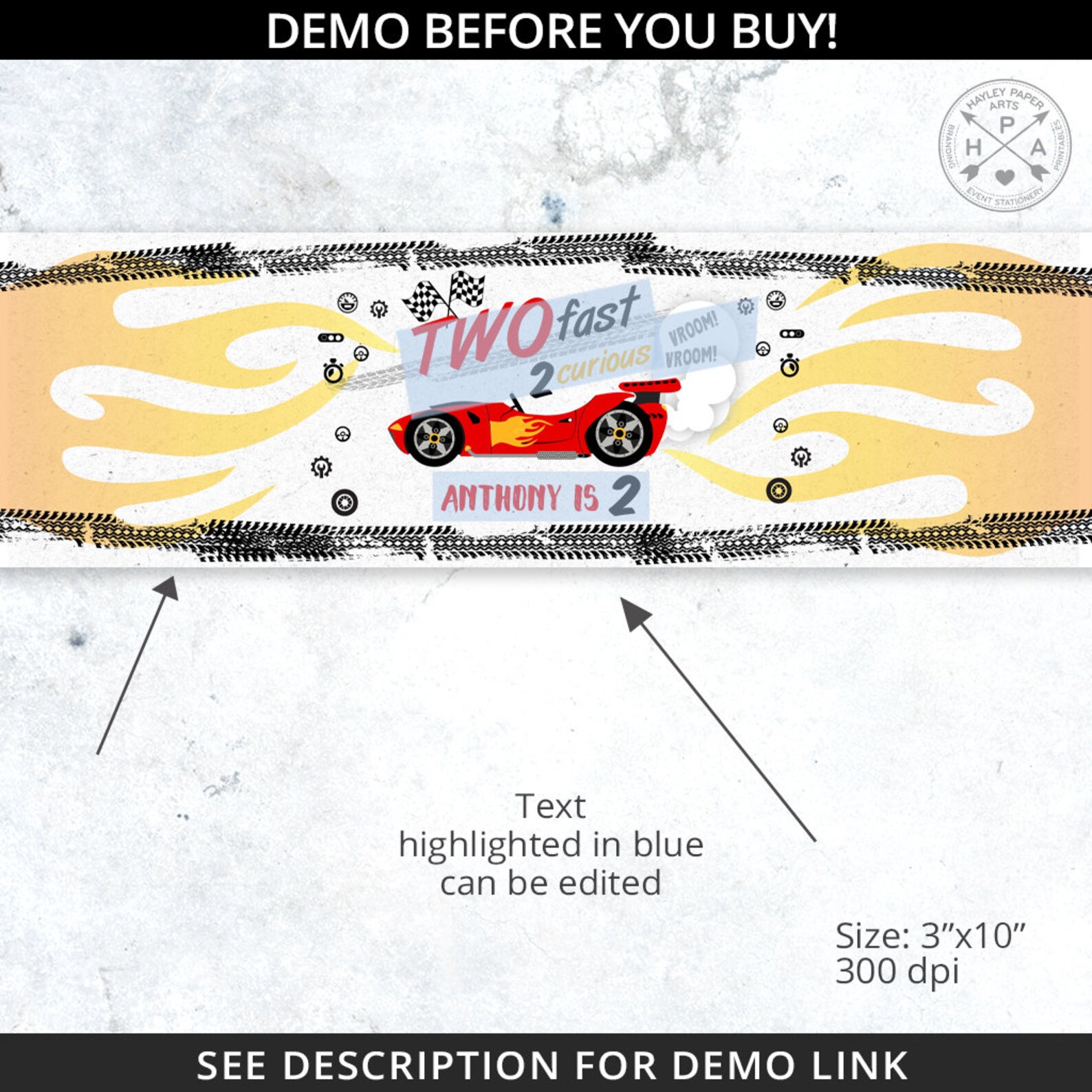 Two Fast Race Car Mini Chips Can Label Wrapper Cover 2 Birthday Snacks ...