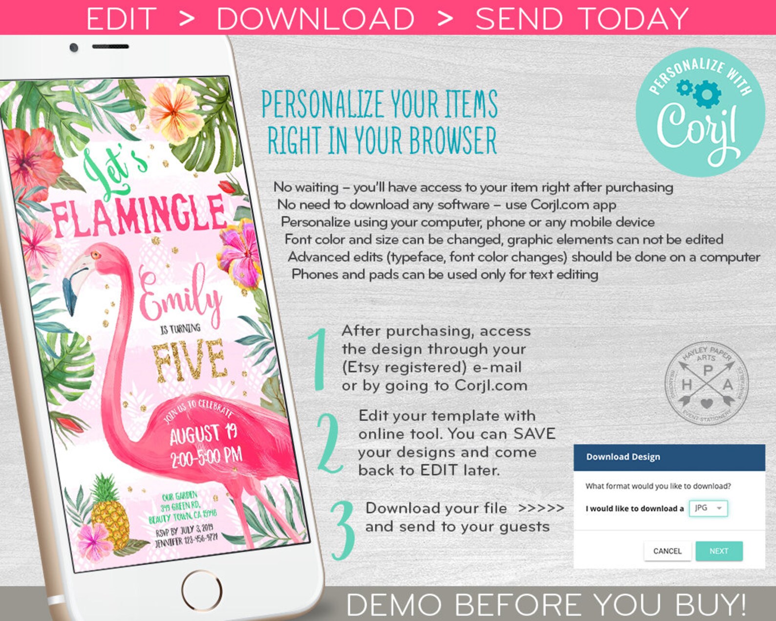 Let's Flamingle Electronic Birthday Flamingo Invitation Any Age ...