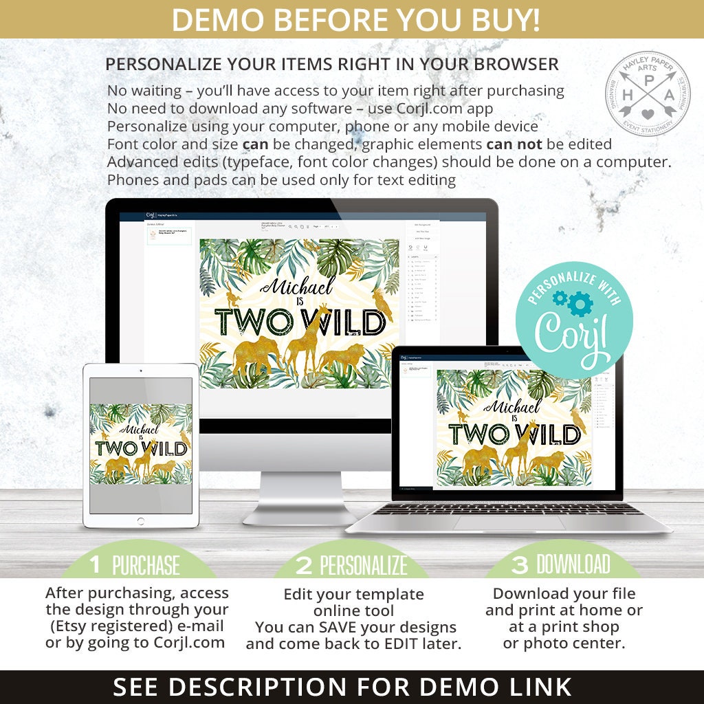 TWO Wild Editable Jungle Table Backdrop 24x18. 2nd | Etsy