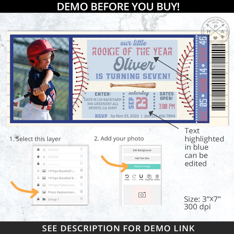 Baseball Ticket Invitation Birthday Any Age Navy Blue Red Boy - Etsy