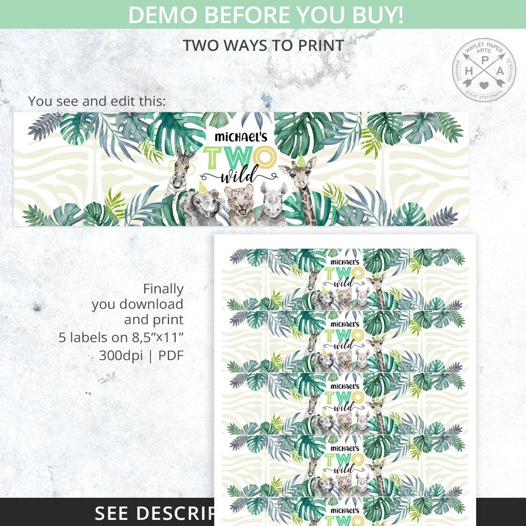 BUNDLE Jungle TWO WILD chips bag juice bags safari water | Etsy