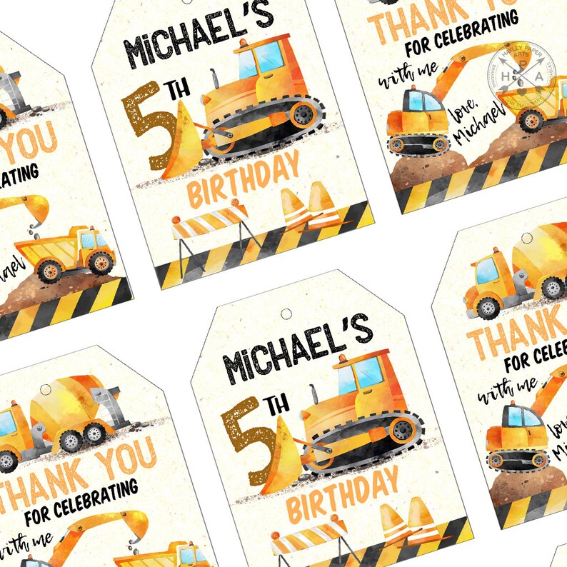 Construction Tag Favor Thank You Gift Label Birthday Favour | Etsy