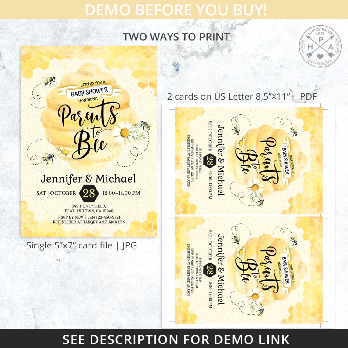 Bee Baby Shower Parents to Bee Party Invitation Little - Etsy