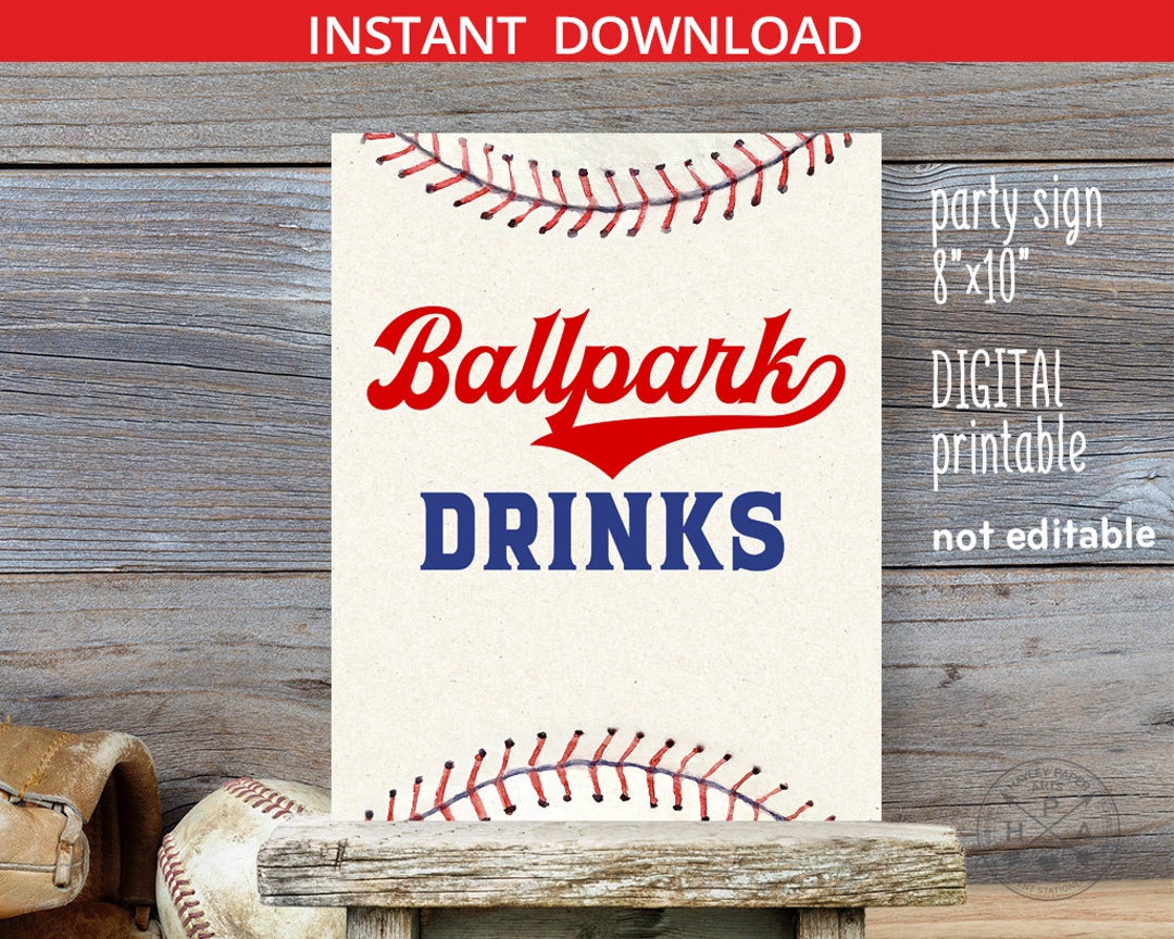 Baseball Ballpark Drinks Birthday Table Sign 8x10 Printable Rookie All ...