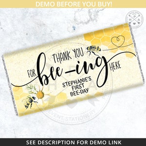 Bee Chocolate Bar Wrapper Birthday Bee-ing Celebration Party Any Age ...