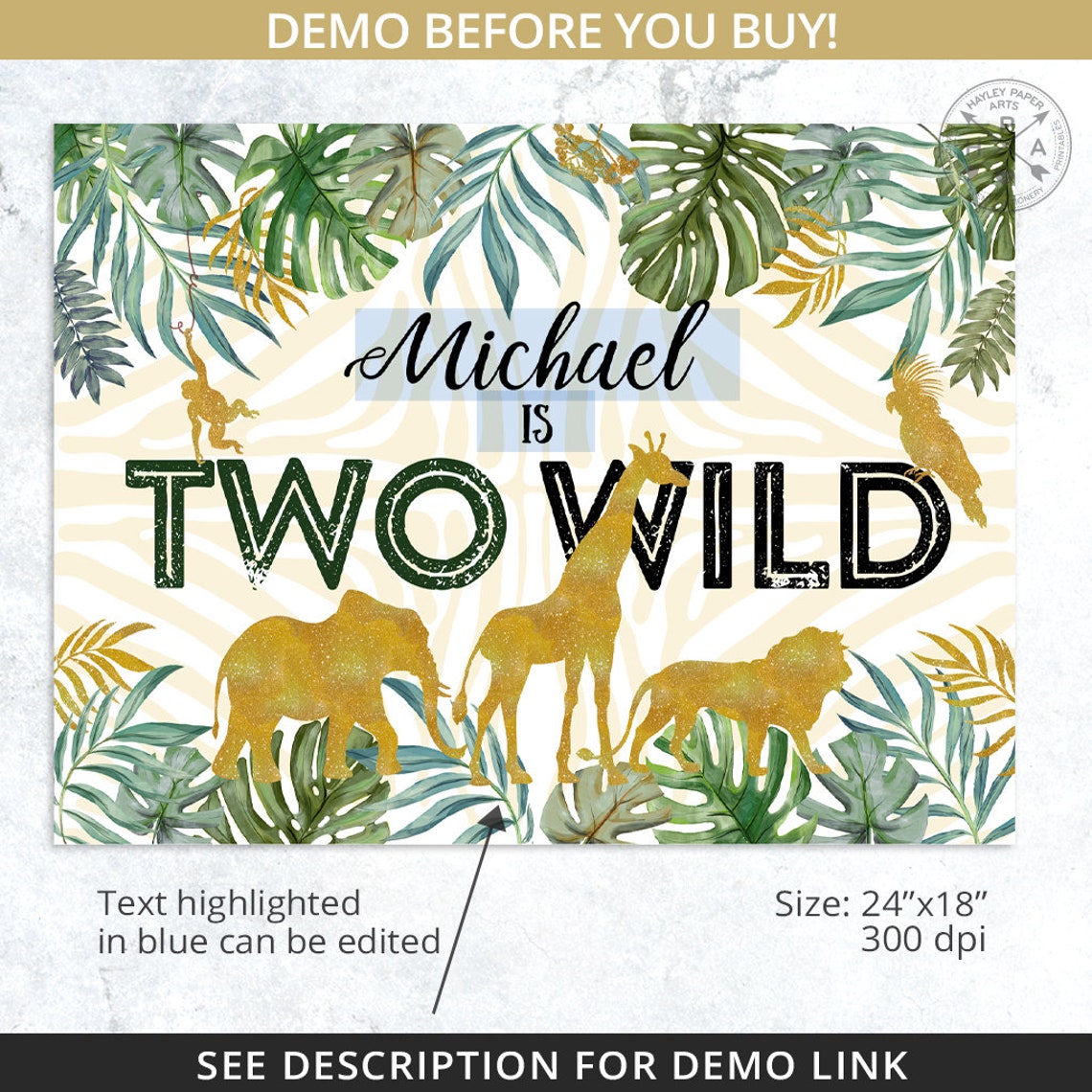 TWO Wild Editable Jungle Table Backdrop 24x18. 2nd | Etsy