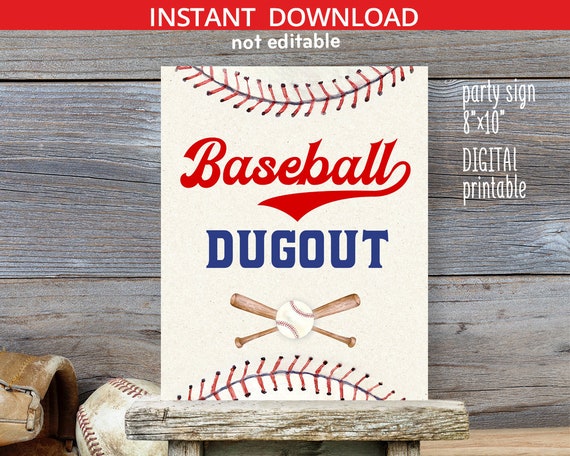 Baseball dugout table sign 8x10 printable rookie all-stars sports party ...