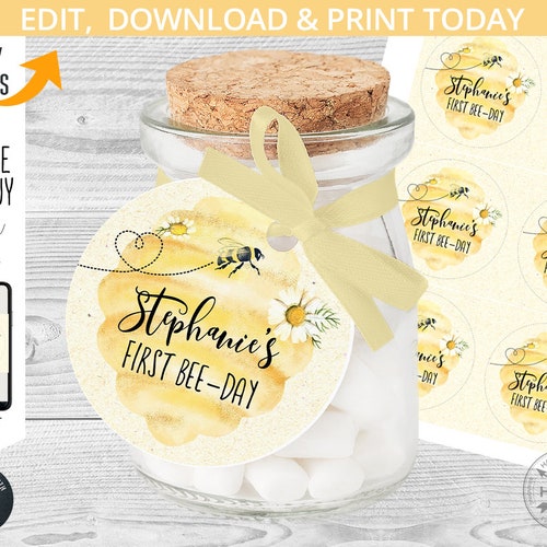 EDITABLE Bee Favor Thank You Polygon Honey Comb Gift Tag. | Etsy