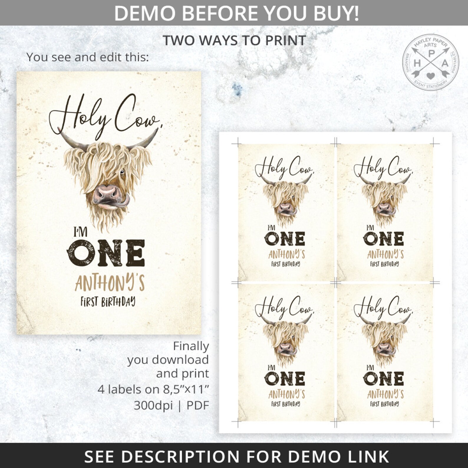 BUNDLE Holy Cow I'm ONE Highland Cow Chips Bag, Rice Krispies, Water ...