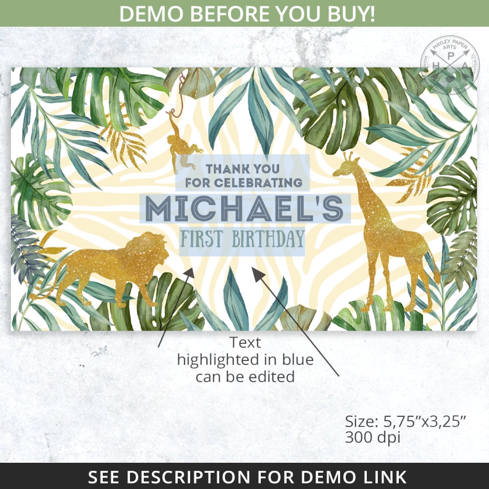 EDITABLE Jungle Safari Gift Box Labels Guest Name Tags. - Etsy