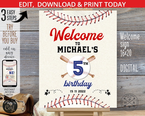 Baseball welcome sign 16x20. Baseball party entrance sign any age first ...