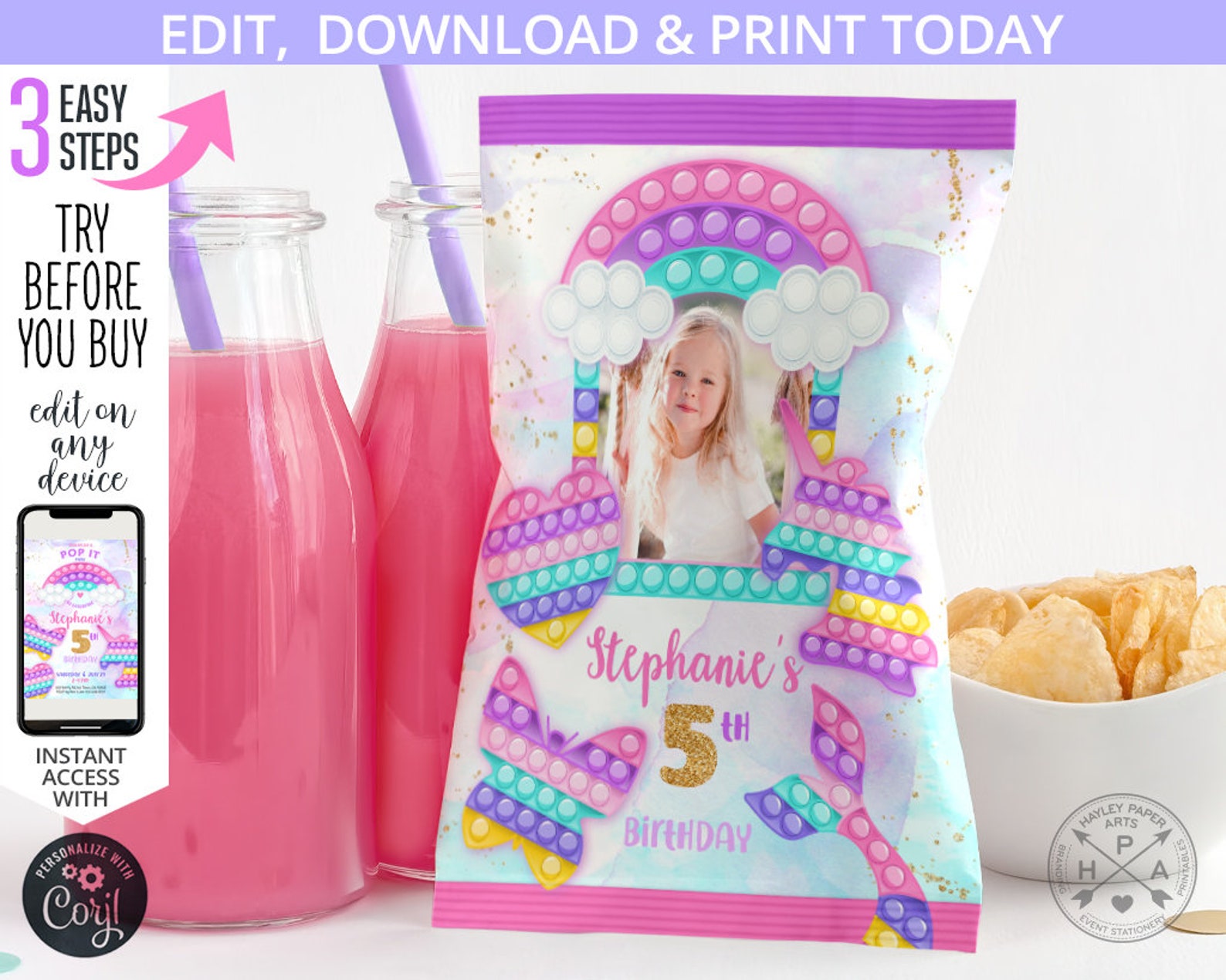 Pop It Chips Bag Fidget Toys Chip Snacks Pouch Wrapper Any | Etsy