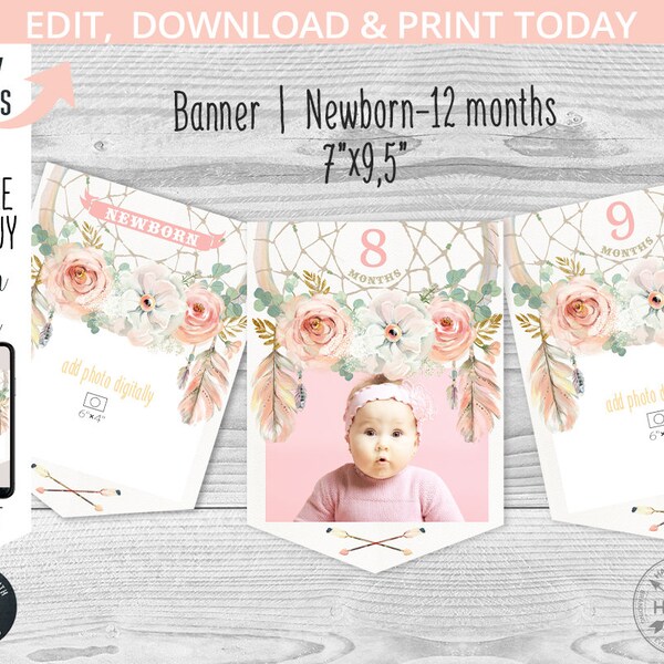 Boho Monthly Banner - Etsy