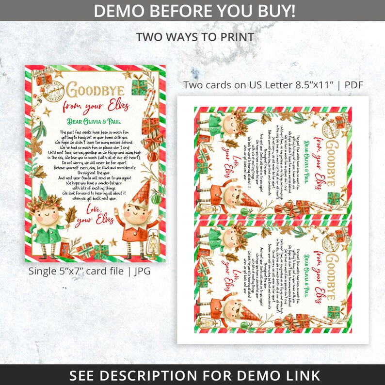Elves Goodbye Letter. Elves Farewell Letter. Elf Christmas - Etsy