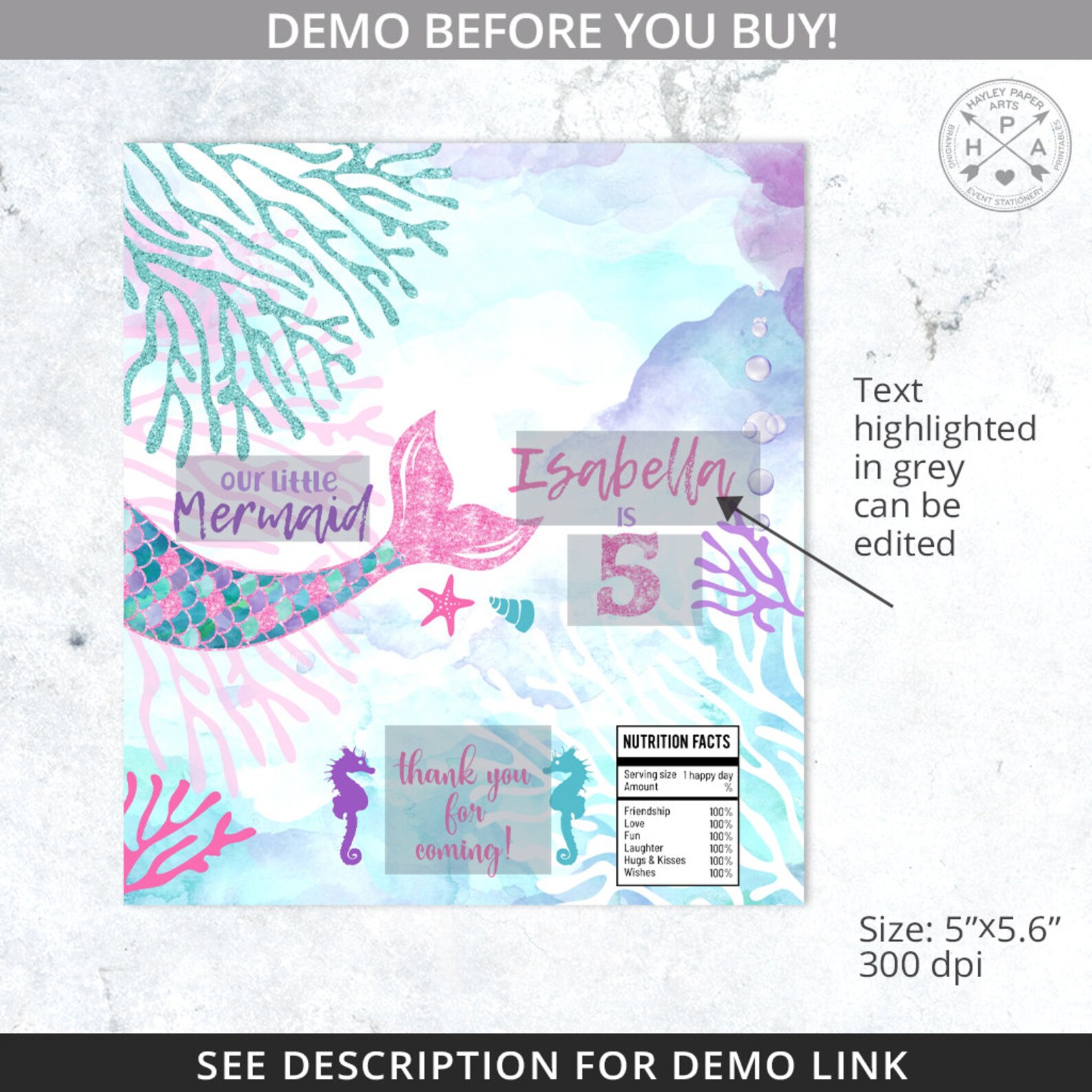 BUNDLE Mermaid Chips Bag Juice Bags Water Bottle Labels - Etsy